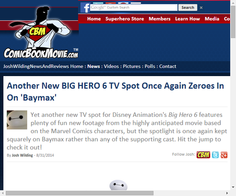 ビッグ・ヒーロー・6のベイマックスをフィーチャーしたTVスポットが公開！ | Amecomi Info（アメコミ・インフォ）